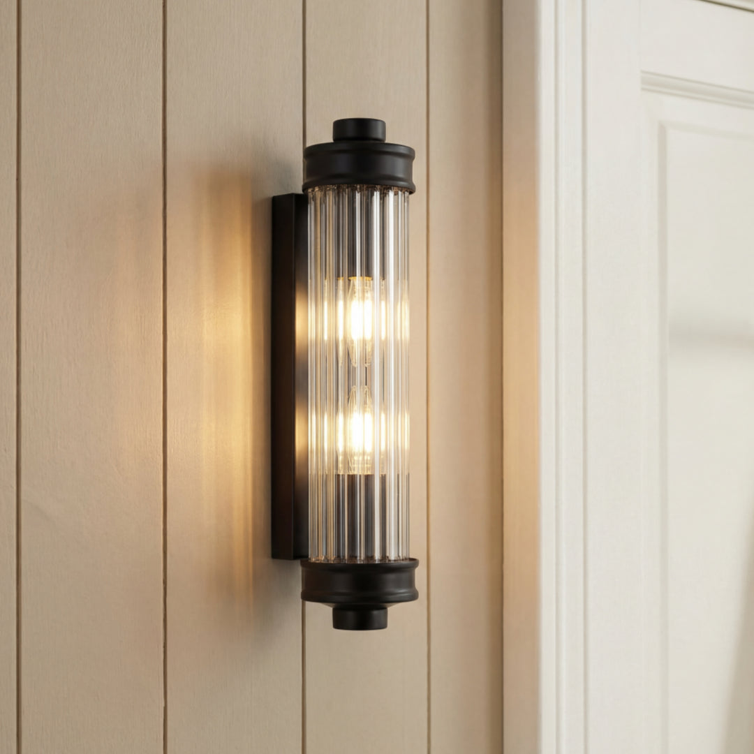 Zelim Modern Ribbed Glass Cylindrical Wall Sconce | Mergelighting ...